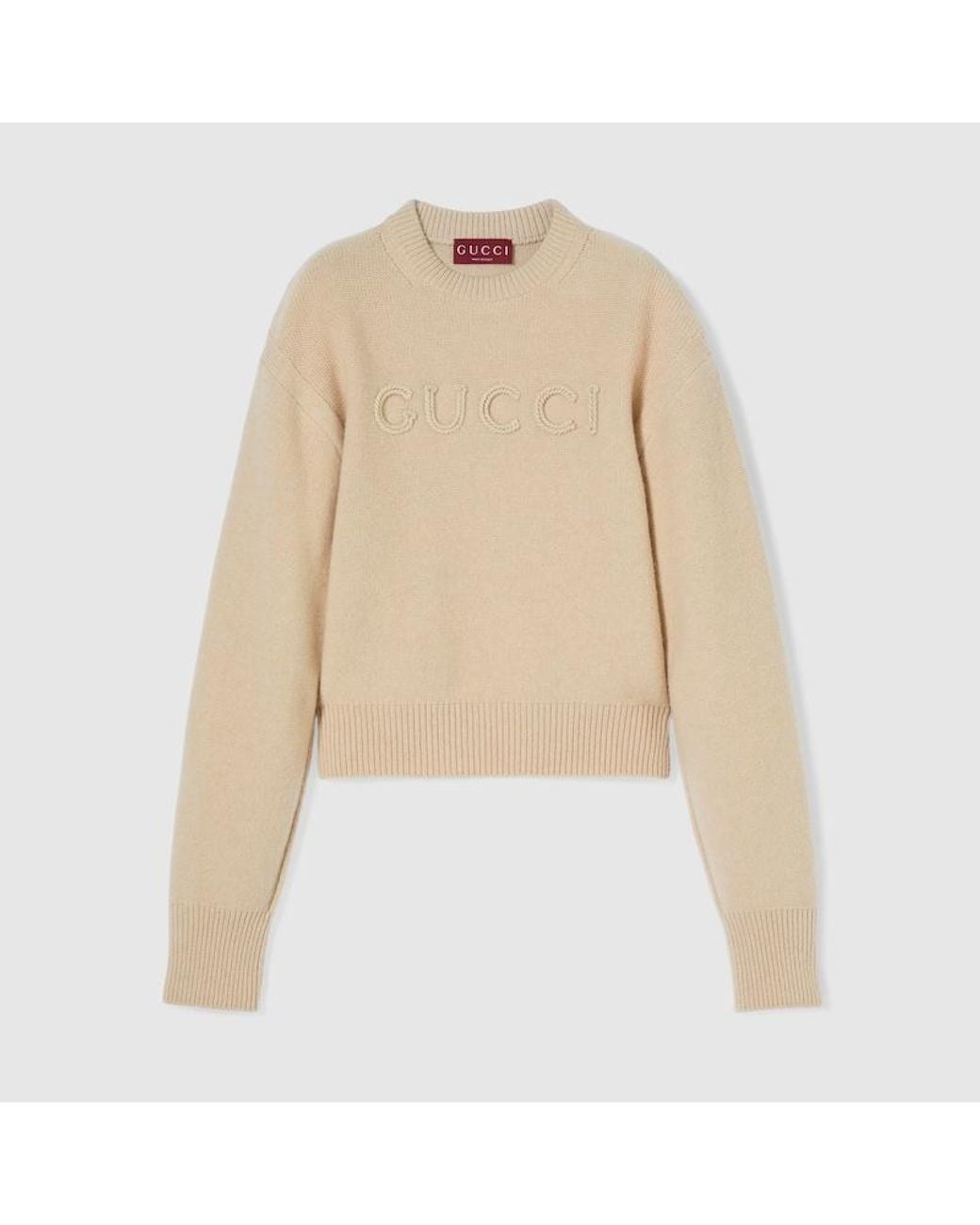 Gucci Wool Cashmere Sweater With Embroidery, Ready-To-Wear in Natural ...