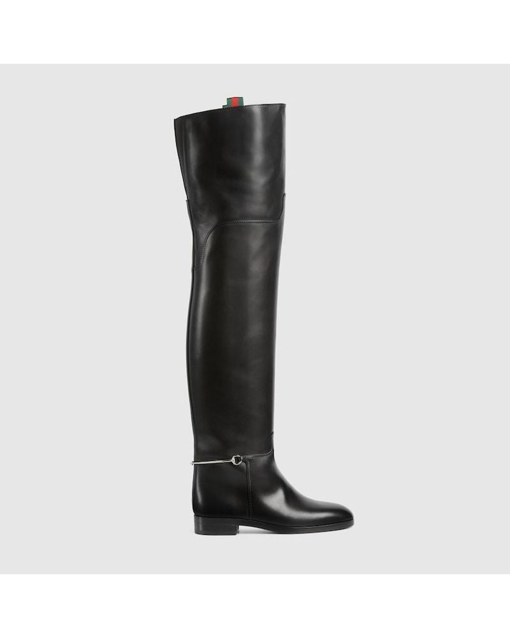 Gucci Slim Horsebit Knee-High Boot in Black | Lyst