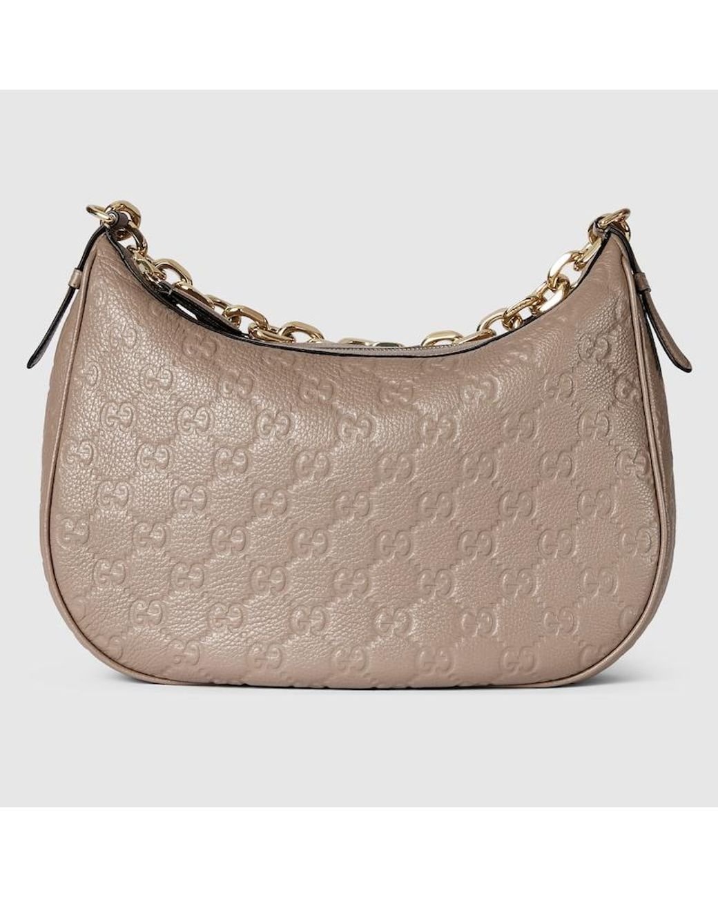 Gucci Gg Emblem Medium Shoulder Bag, , Leather in Natural | Lyst
