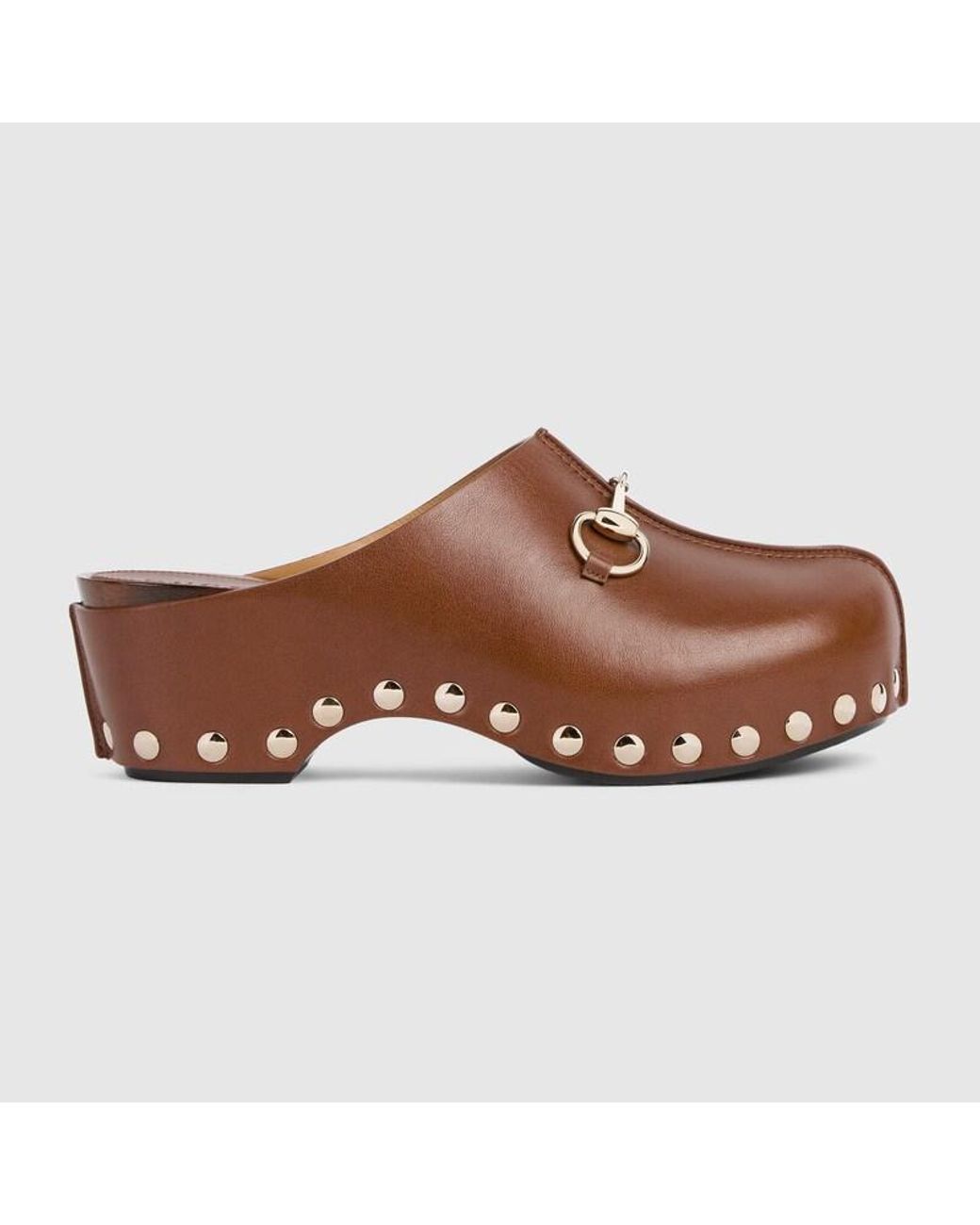 Gucci Platform Clog With Horsebit in Brown | Lyst