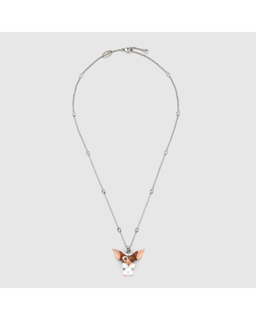 Gucci Interlocking G Chain With Gremlins Pendant in White | Lyst