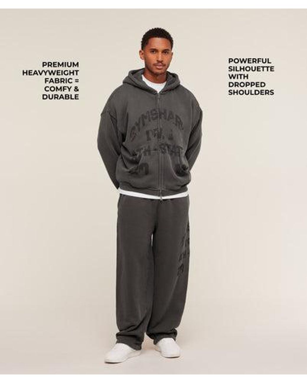 GYMSHARK Collegiate Washed Zip Up Hoodie in Grey for Men | Lyst UK