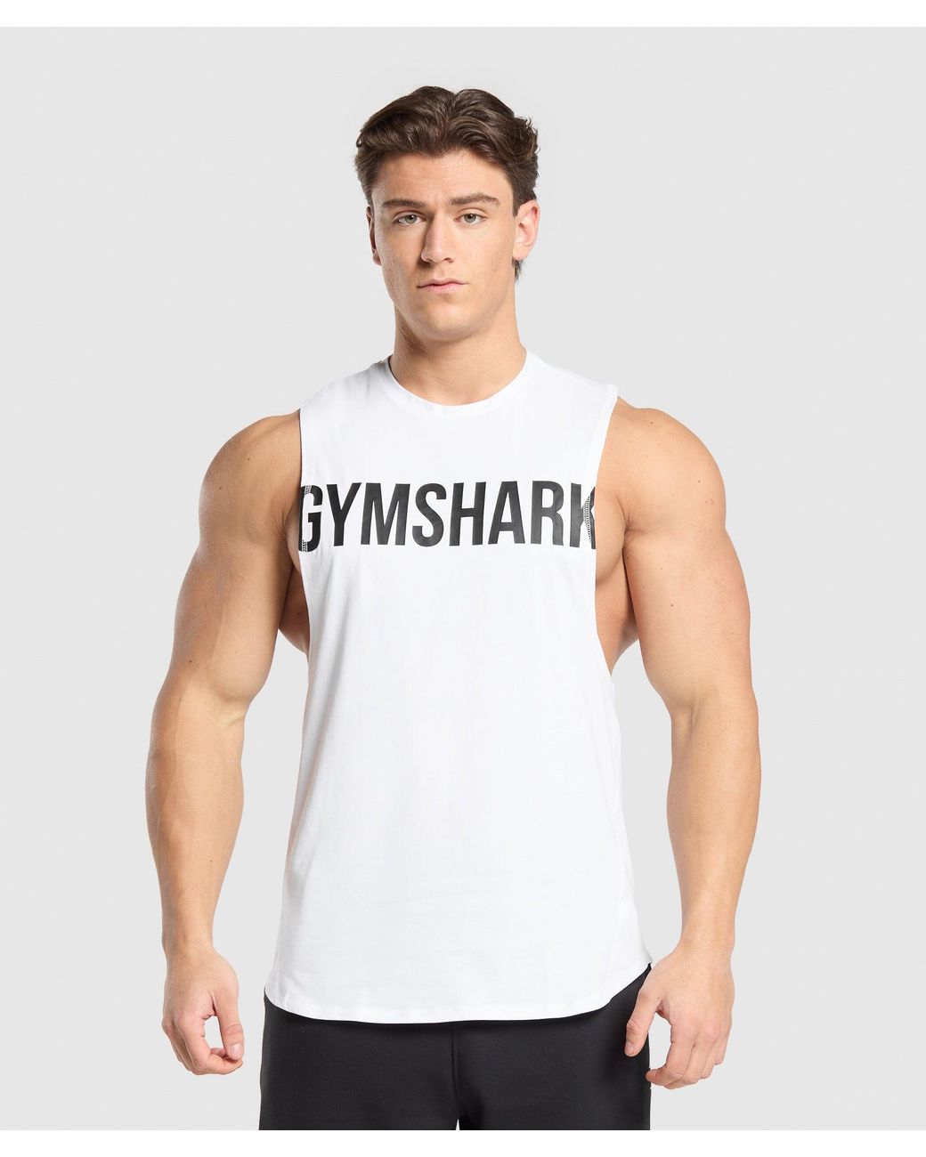 GYMSHARK Prime Drop Arm Tank in White for Men | Lyst