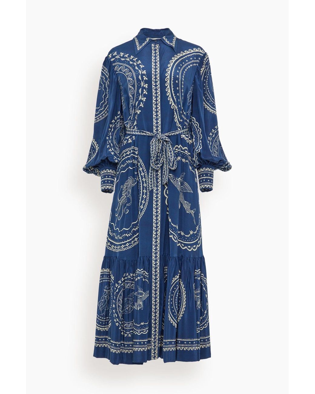 ALÉMAIS Oceane Silk Shirtdress in Blue | Lyst