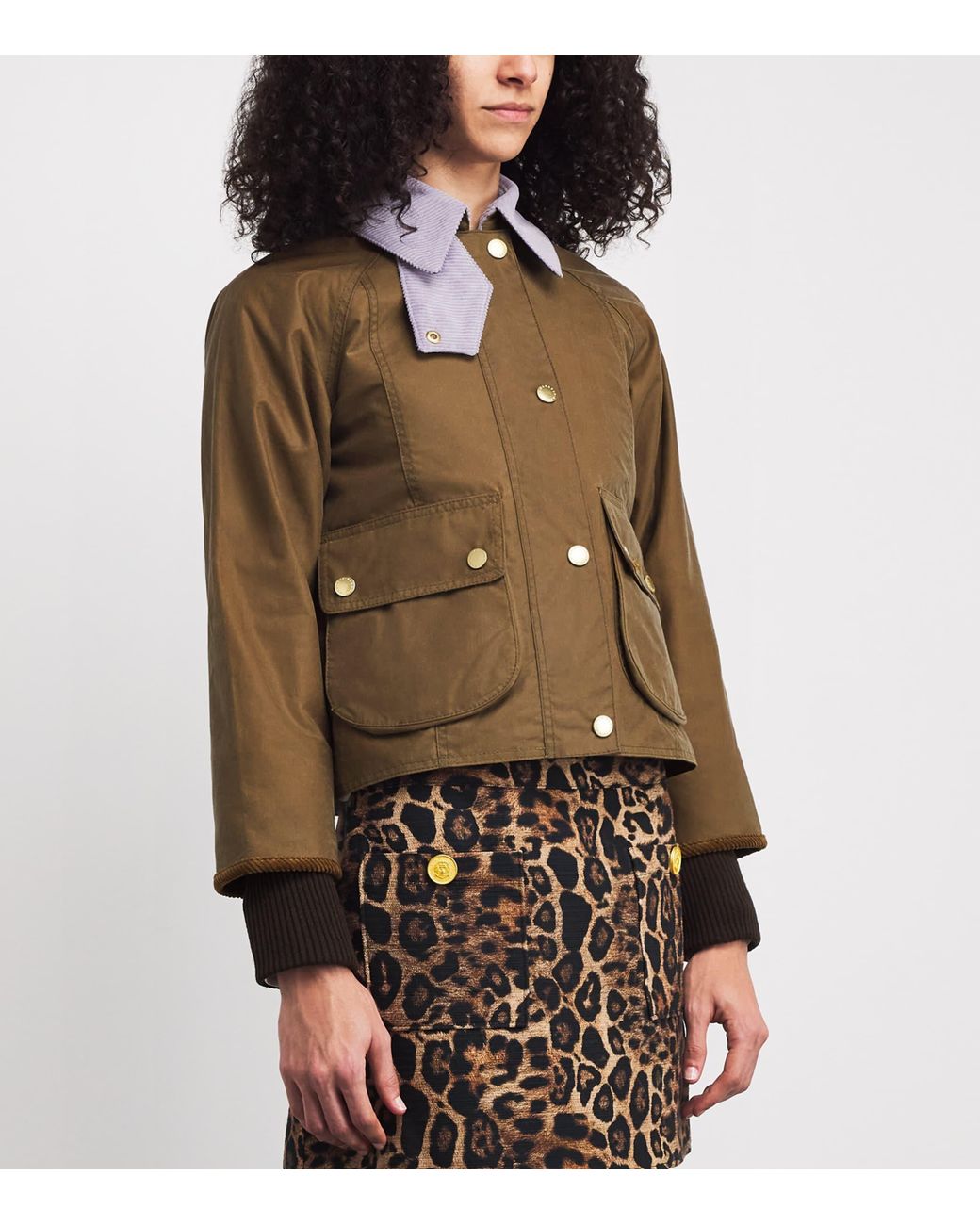 Barbour Waxed Cropped Beadnell Jacket in Brown | Lyst