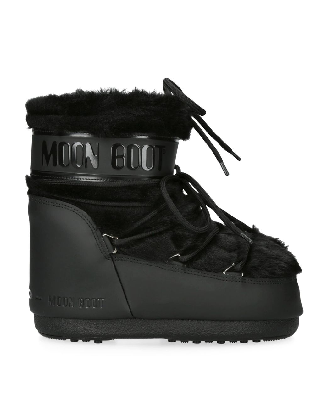 Moon Boot Faux Fur Icon Low Ankle Boots in Black | Lyst UK