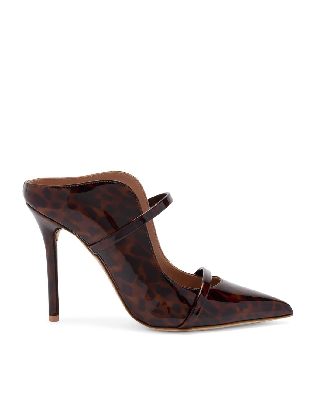 Malone Souliers Patent Leather Leopard Print Maureen Heeled Mules 100 ...