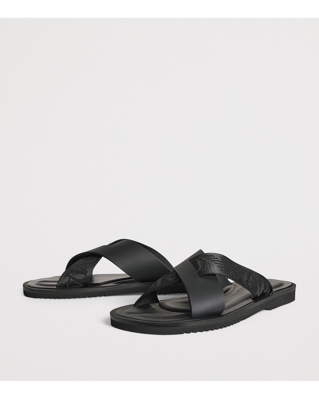 Emporio Armani Leather Crossover Sandals in Black for Men | Lyst UK