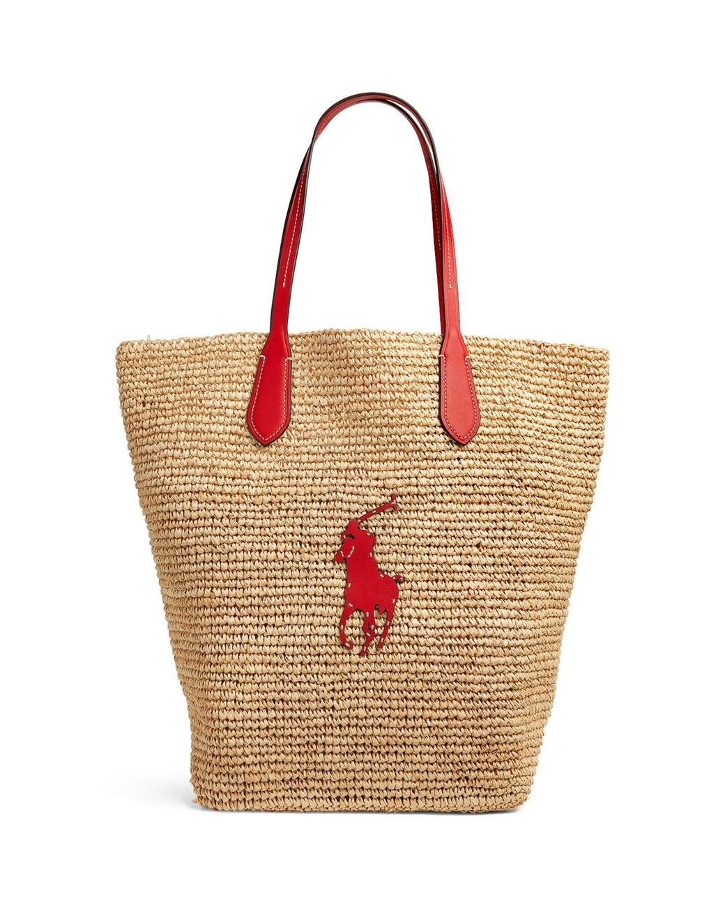 Polo Ralph Lauren Raffia Logo Tote Bag in Natural | Lyst UK