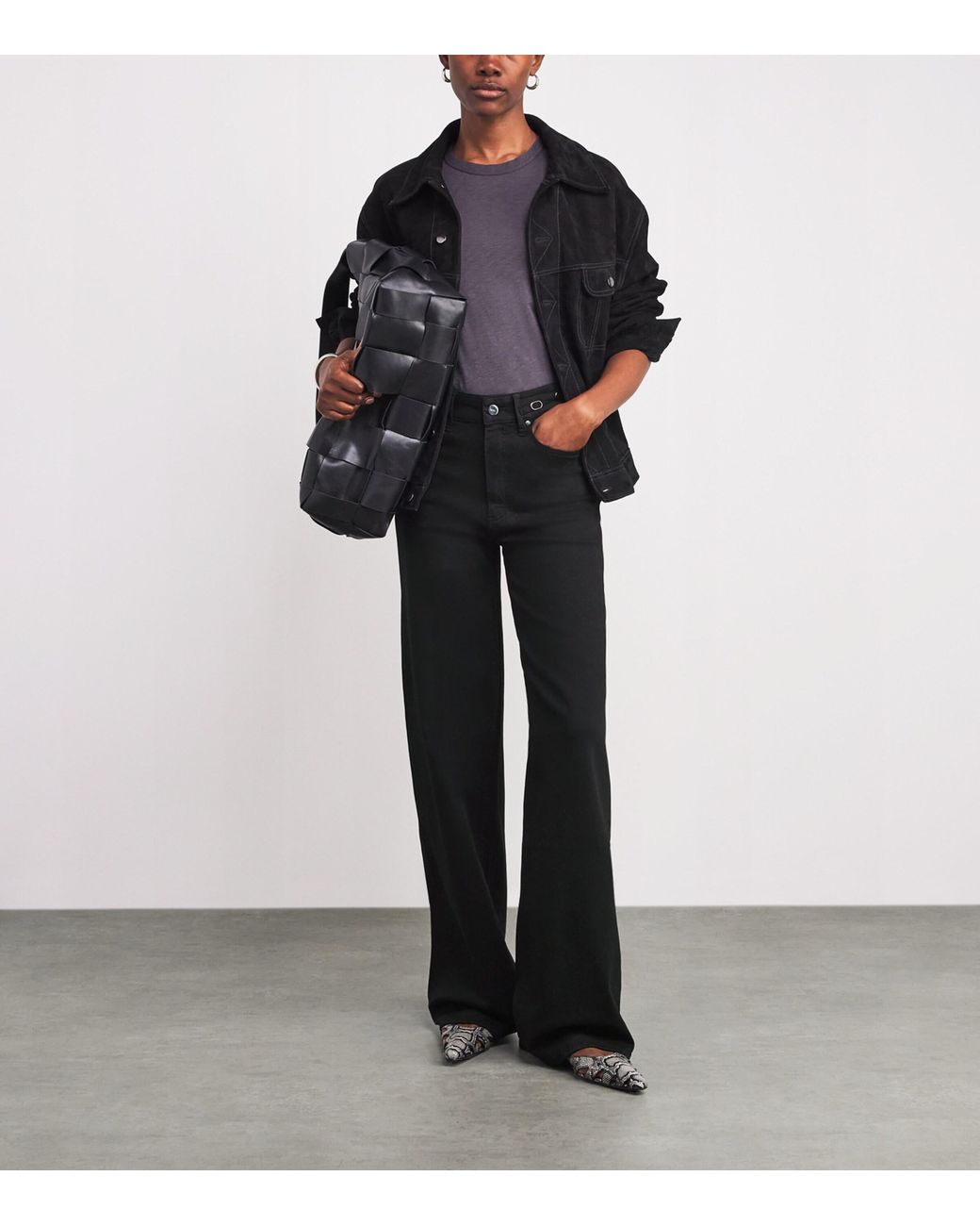 PAIGE Sasha Wide-Leg Jeans in Black | Lyst