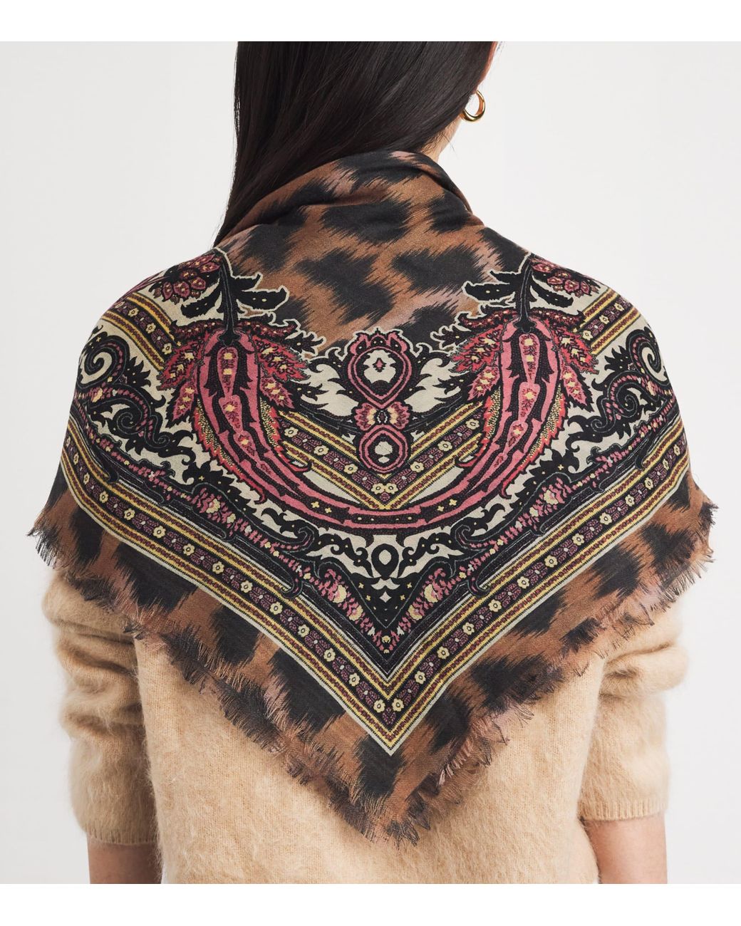 Etro Wool-Cashmere Printed Scarf in Brown | Lyst UK