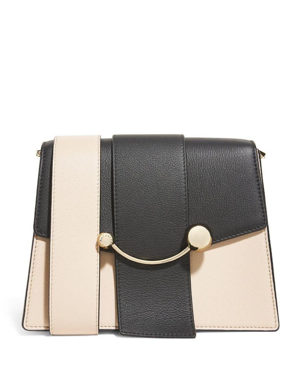 Strathberry Calfskin Box Crescent Shoulder Bag in Black | Lyst