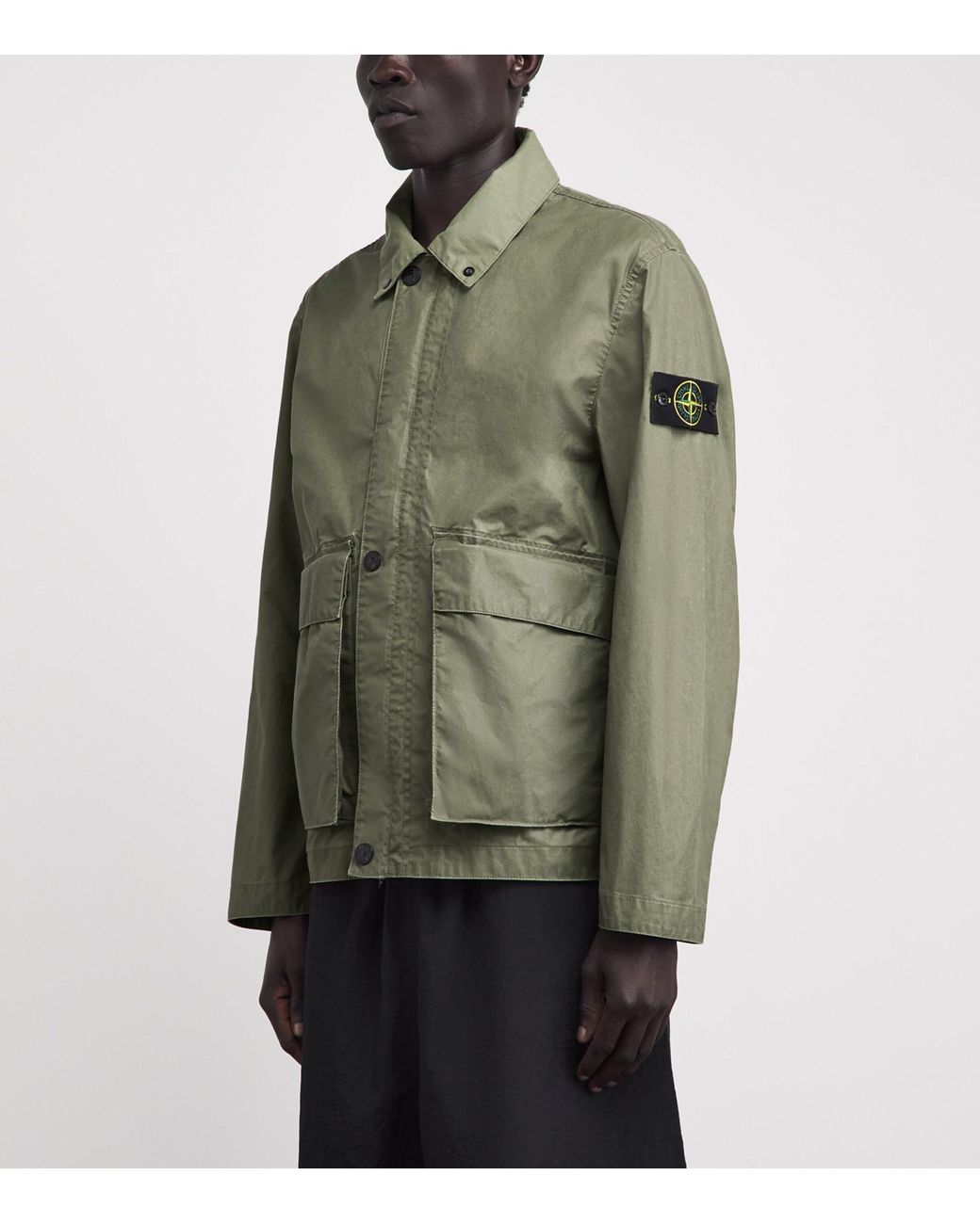 Stone Island Waxed Canvas Coach Jacket in Green for Men | Lyst UK