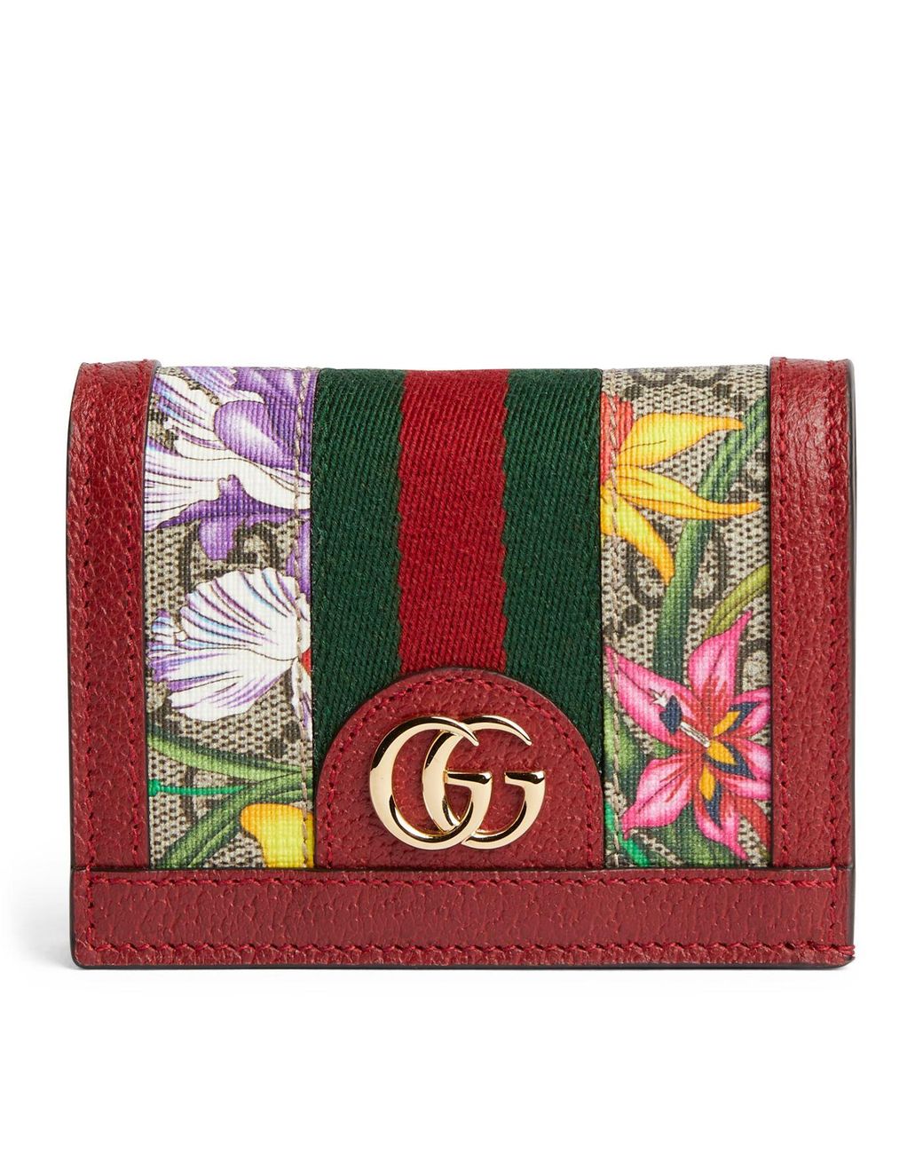 Gucci Flora Print Wallet in Red | Lyst