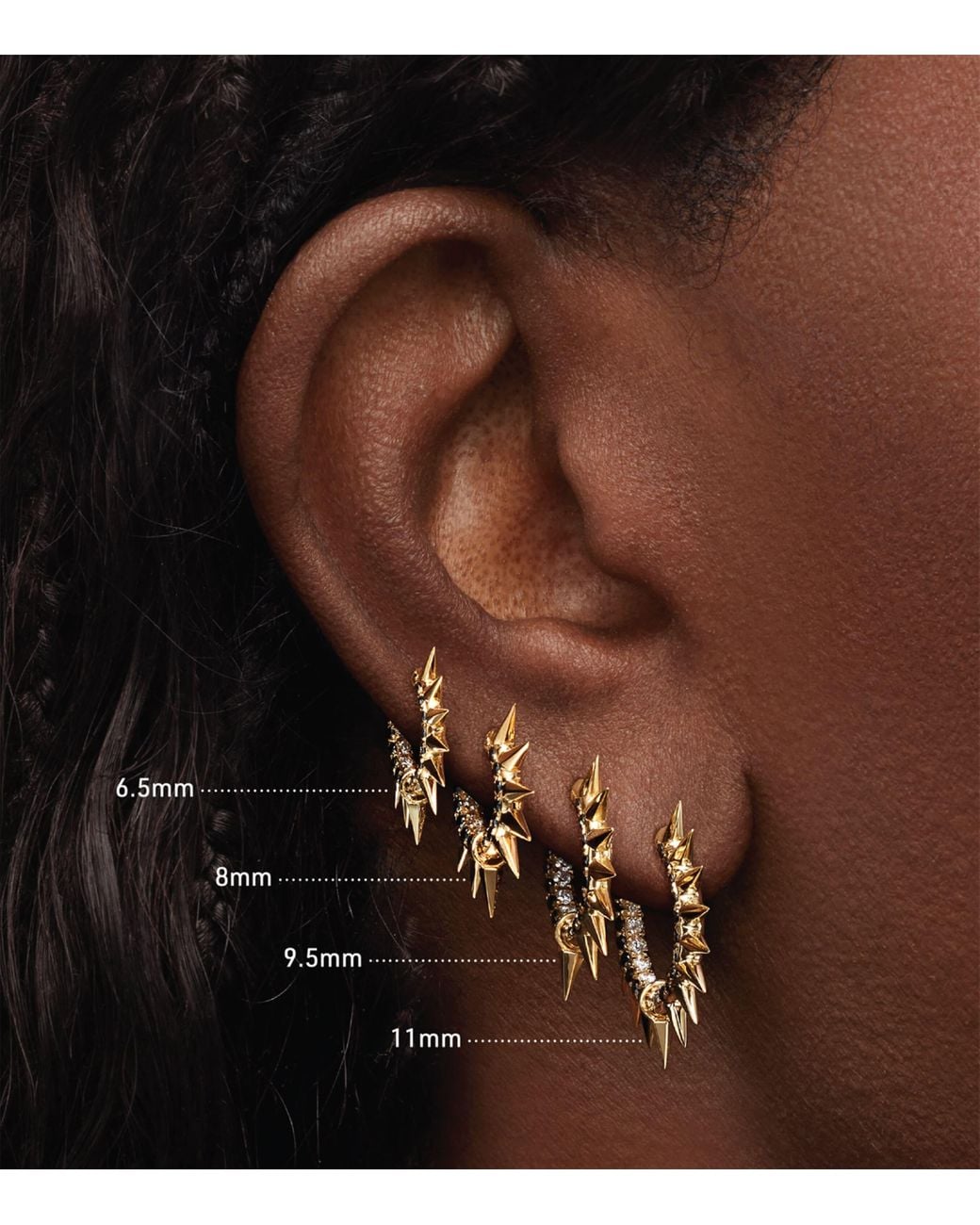 Maria Tash And Diamond Pavé Metal Mohawk Hoop Earring in Metallic | Lyst