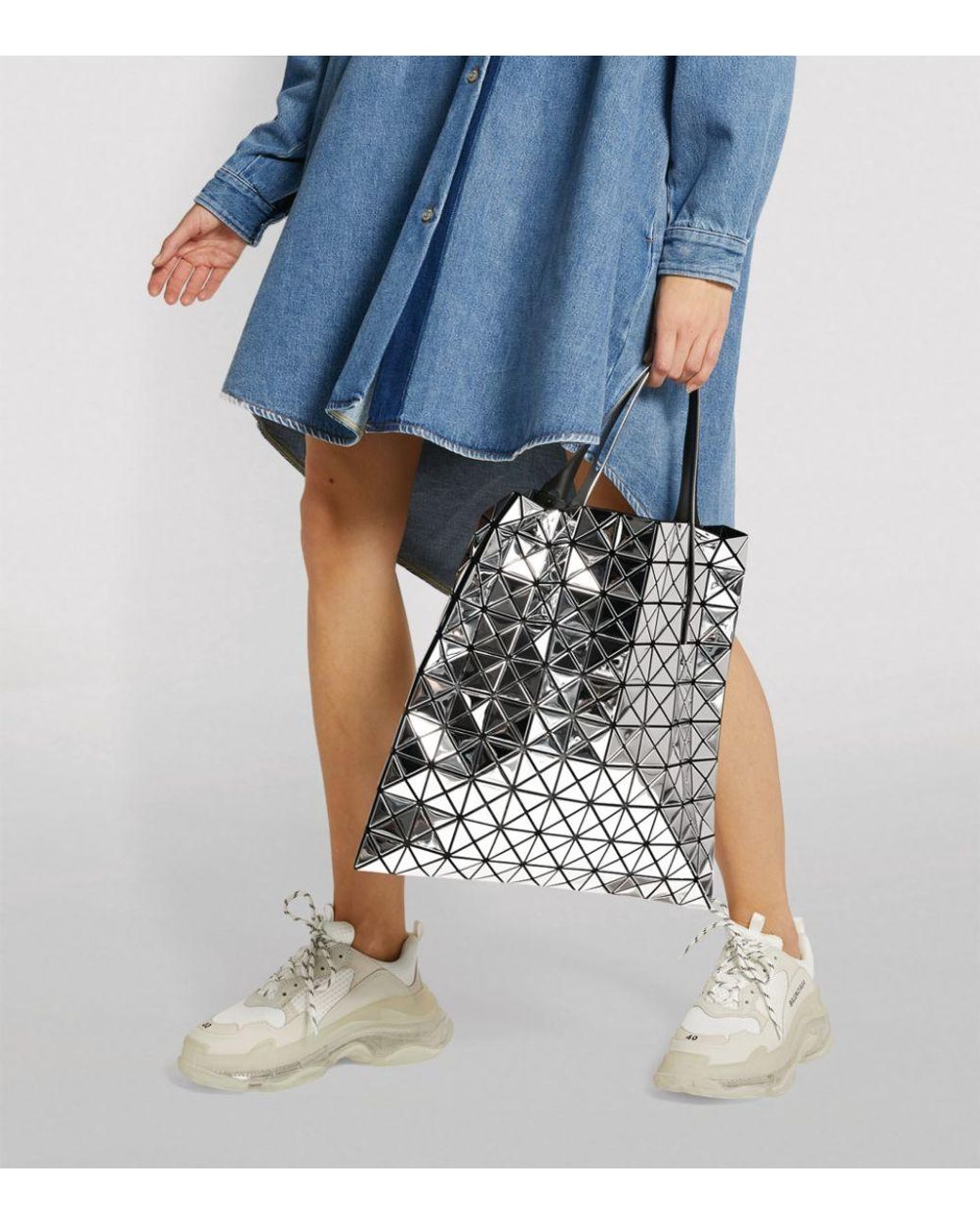 Issey Miyake Platinum Tote Bag in Metallic | Lyst Issey Miyake Platinum Tote Bag in Metallic | Lyst