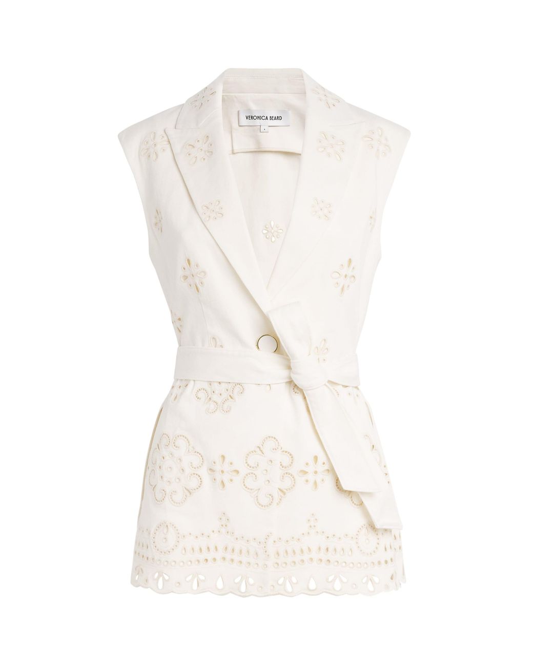 Veronica Beard Eyelet Townes Belted Blazer in White | Lyst UK