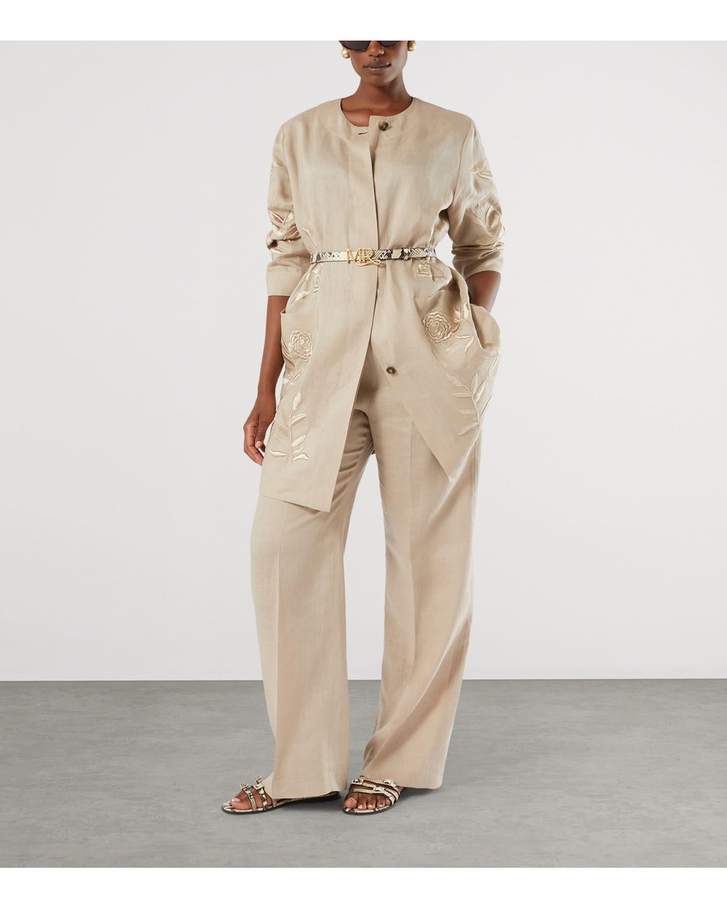 Marina Rinaldi Leather Snakeskin-Effect Logo Belt in Metallic | Lyst UK