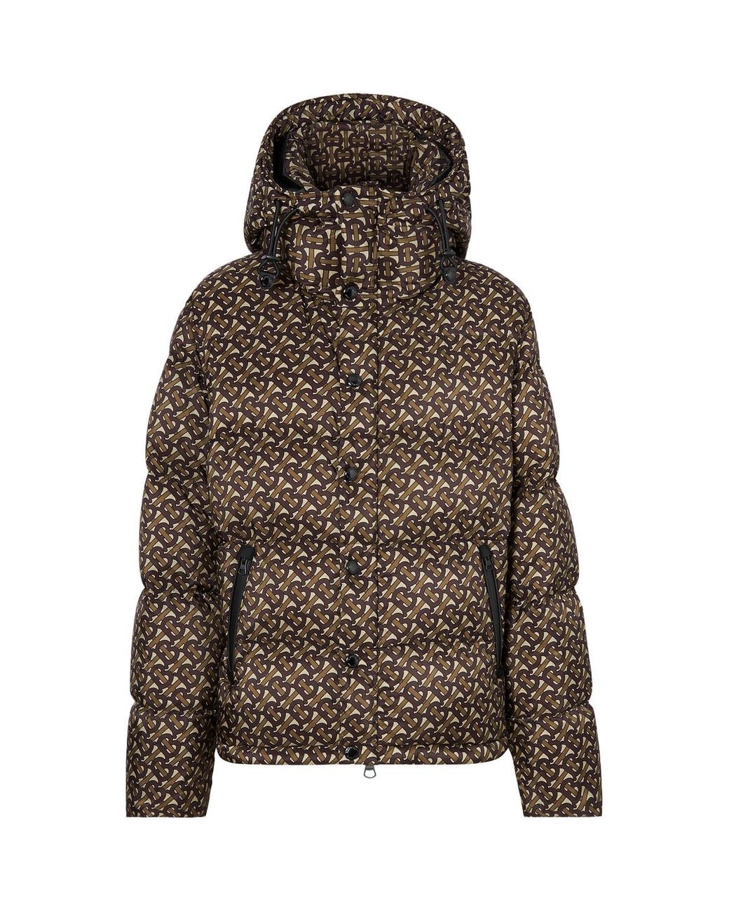 Burberry Detachable Sleeve Monogram Print Puffer Jacket in Brown for ...