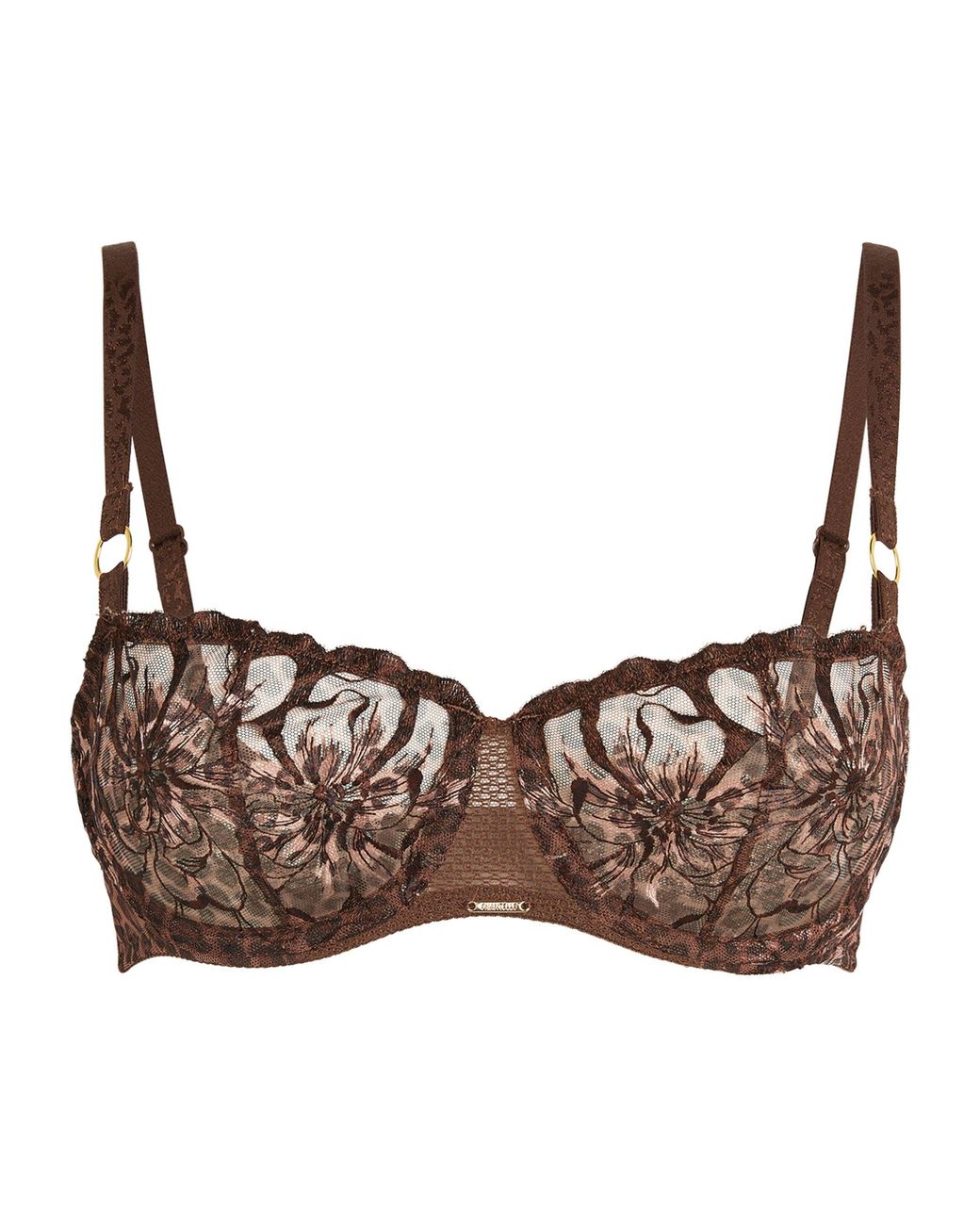 Chantelle Fleurs Balconette Bra in Brown | Lyst