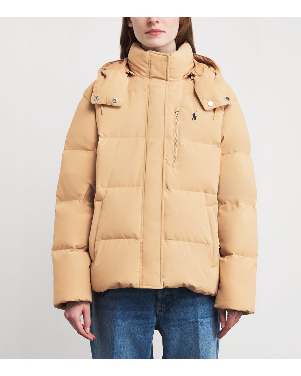 Polo Ralph Lauren Polo Pony Down Puffer Jacket in Natural | Lyst