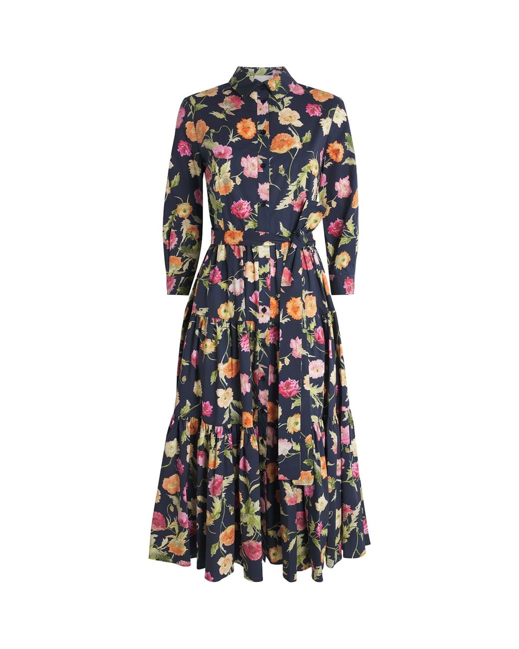 Carolina Herrera Poppy Print Shirt Dress in Black | Lyst UK