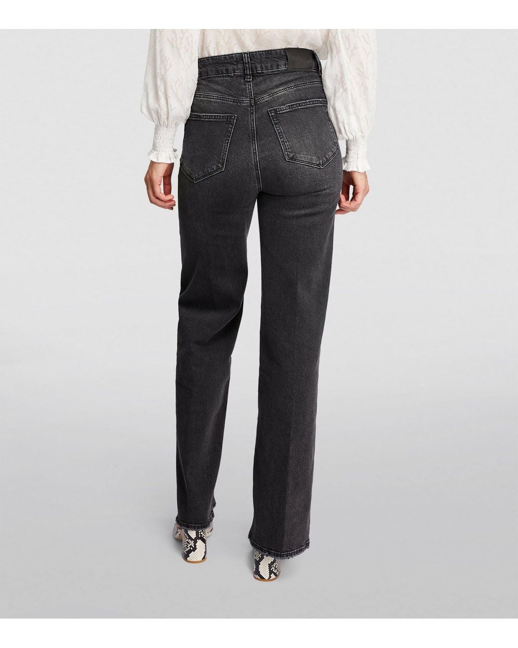 PAIGE Sasha Straight Jeans in Black | Lyst