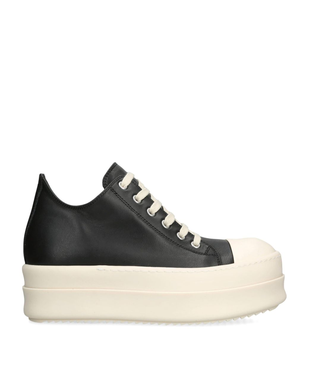 Rick Owens Leather Mega Bumper Low-Top Sneakers in Black for Men | Lyst
