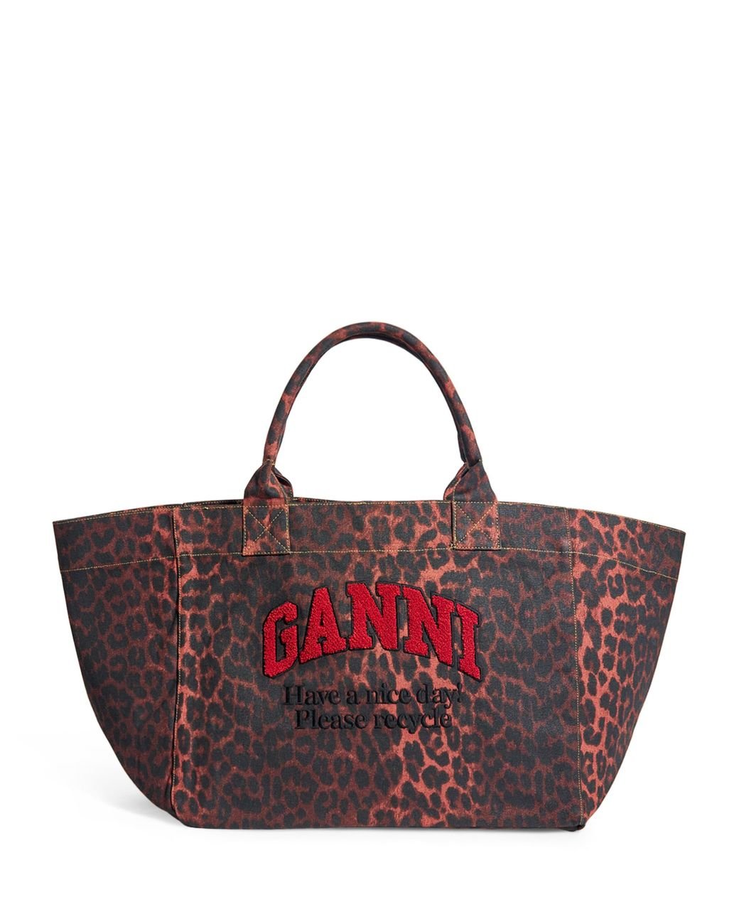 Ganni Extra-Large Leopard Easy Tote Bag in Purple | Lyst