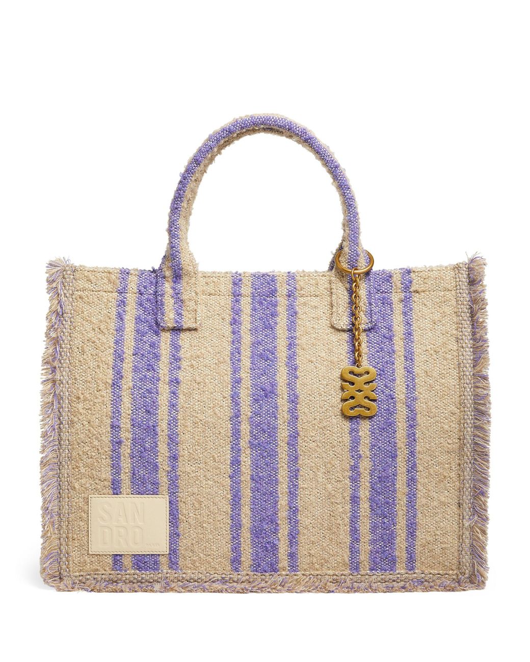 Sandro Medium Striped Kasbah Tote Bag in Natural | Lyst