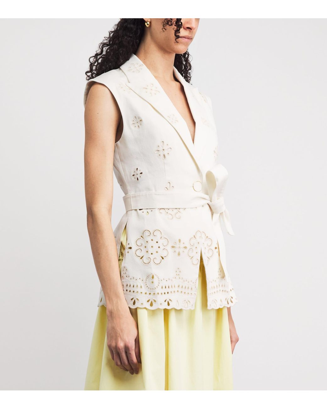 Veronica Beard Eyelet Townes Belted Blazer in White | Lyst UK