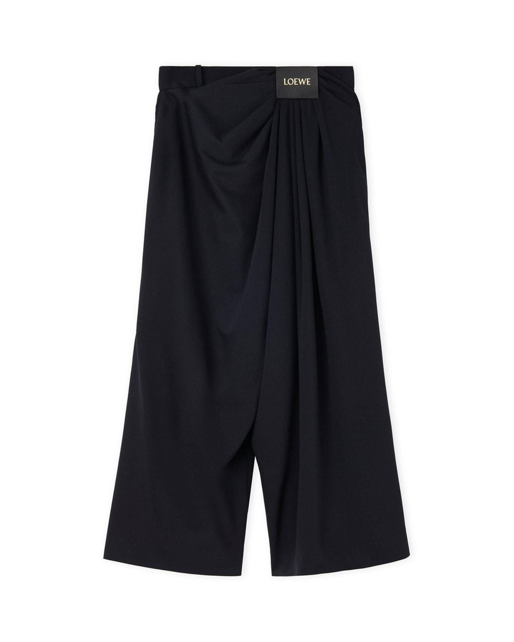 Loewe Wool Draped Cropped Trousers in Black | Lyst
