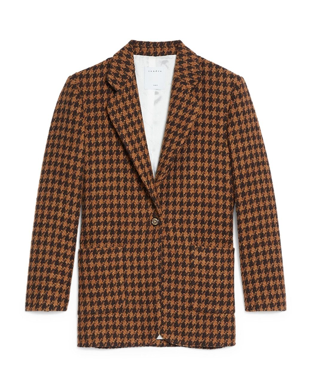 Sandro Houndstooth Blazer in Brown | Lyst