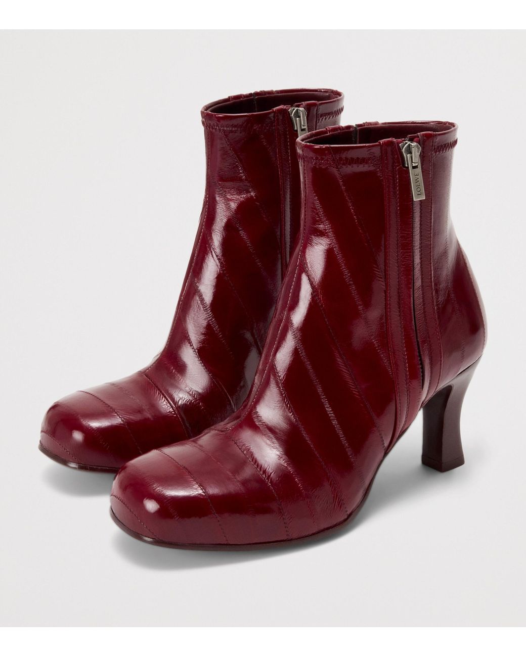 Loewe Eel Leather Bobine Ankle Boots 75 in Red | Lyst