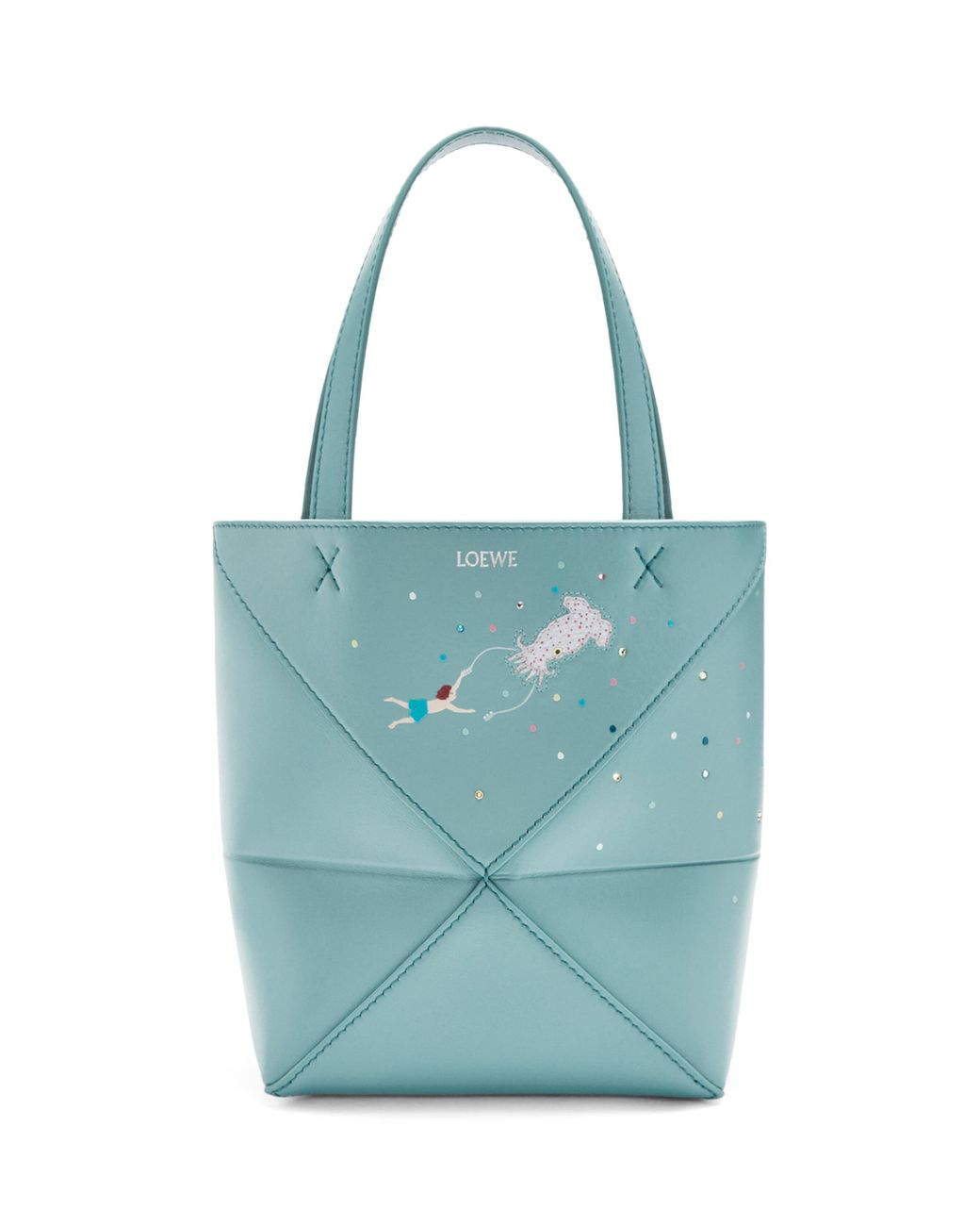 Loewe X Suna Fujita Leather Puzzle Fold Tote Bag in Blue | Lyst
