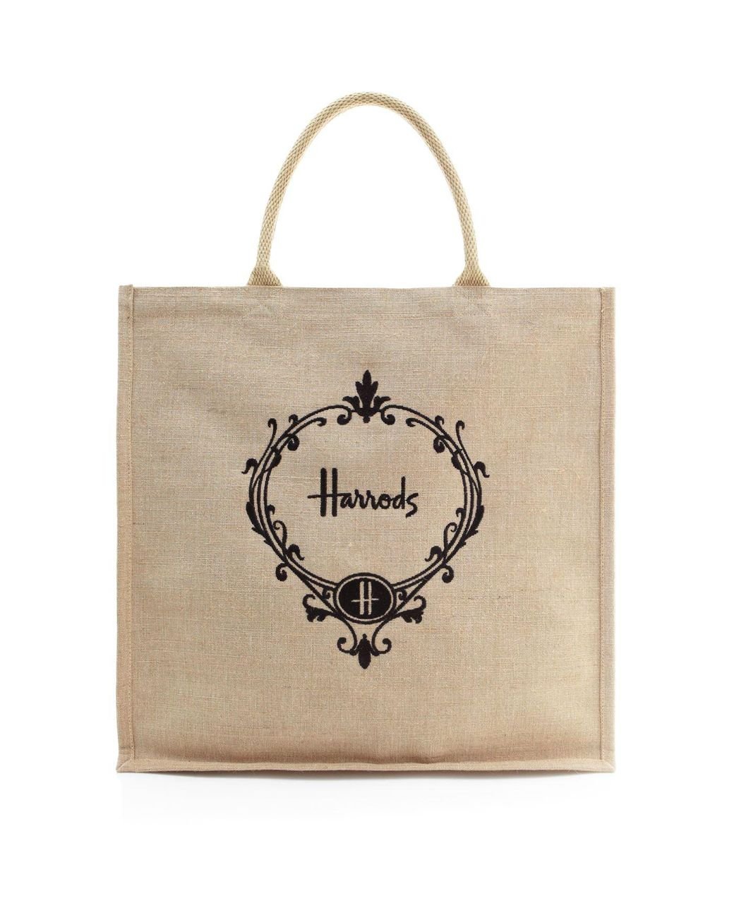 Harrods Roundel Jute Shopper Bag in Natural | Lyst Canada