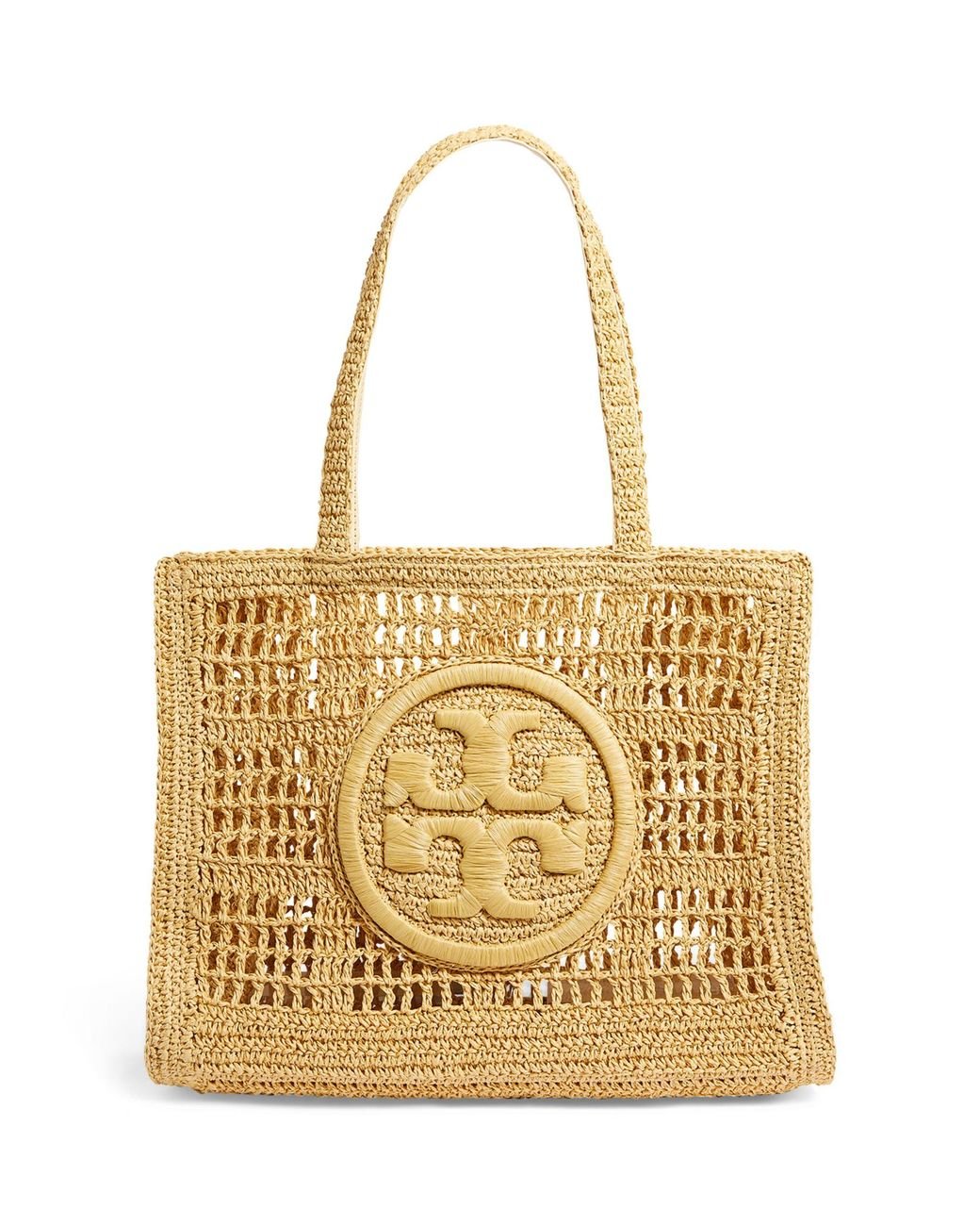 Tory Burch Small Hand-crocheted Raffia Ella Tote Bag in Metallic | Lyst
