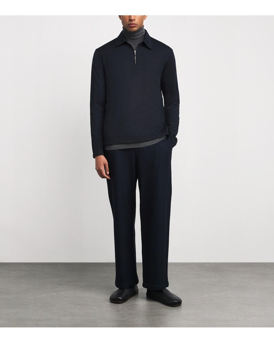 Colombo Kid Wool Quarter-Zip Polo Sweater in Blue for Men | Lyst