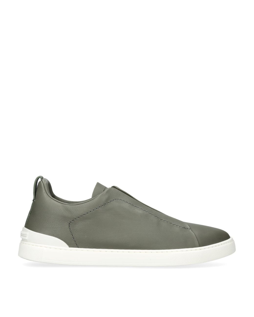 ZEGNA Leather Triple Stitch Sneakers in Green for Men | Lyst