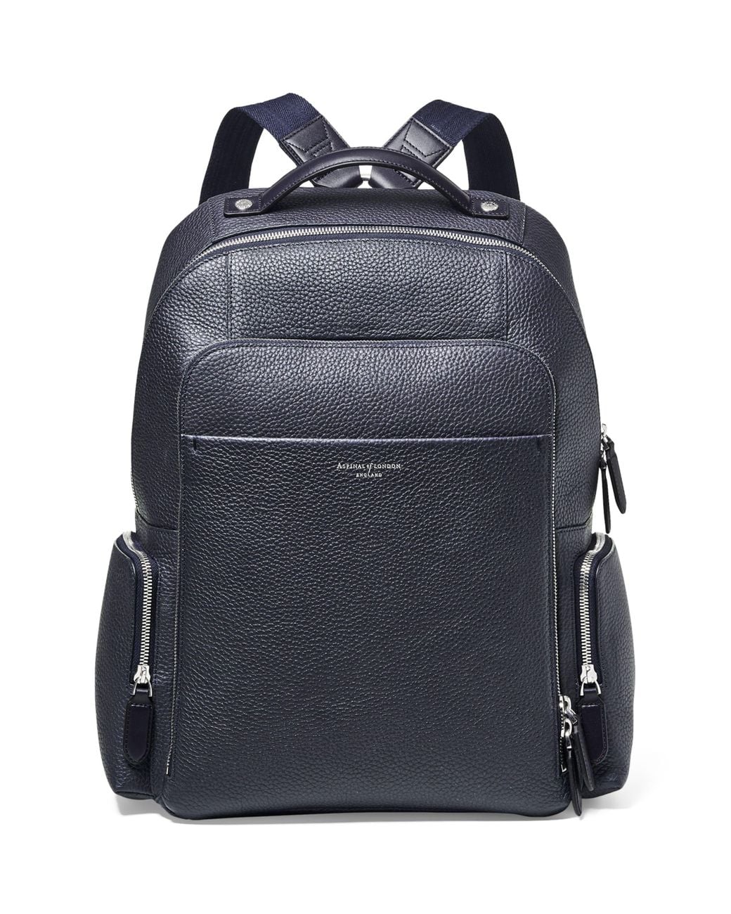 Aspinal of London Pebbled Leather Reporter Zipped Backpack in Blue for ...
