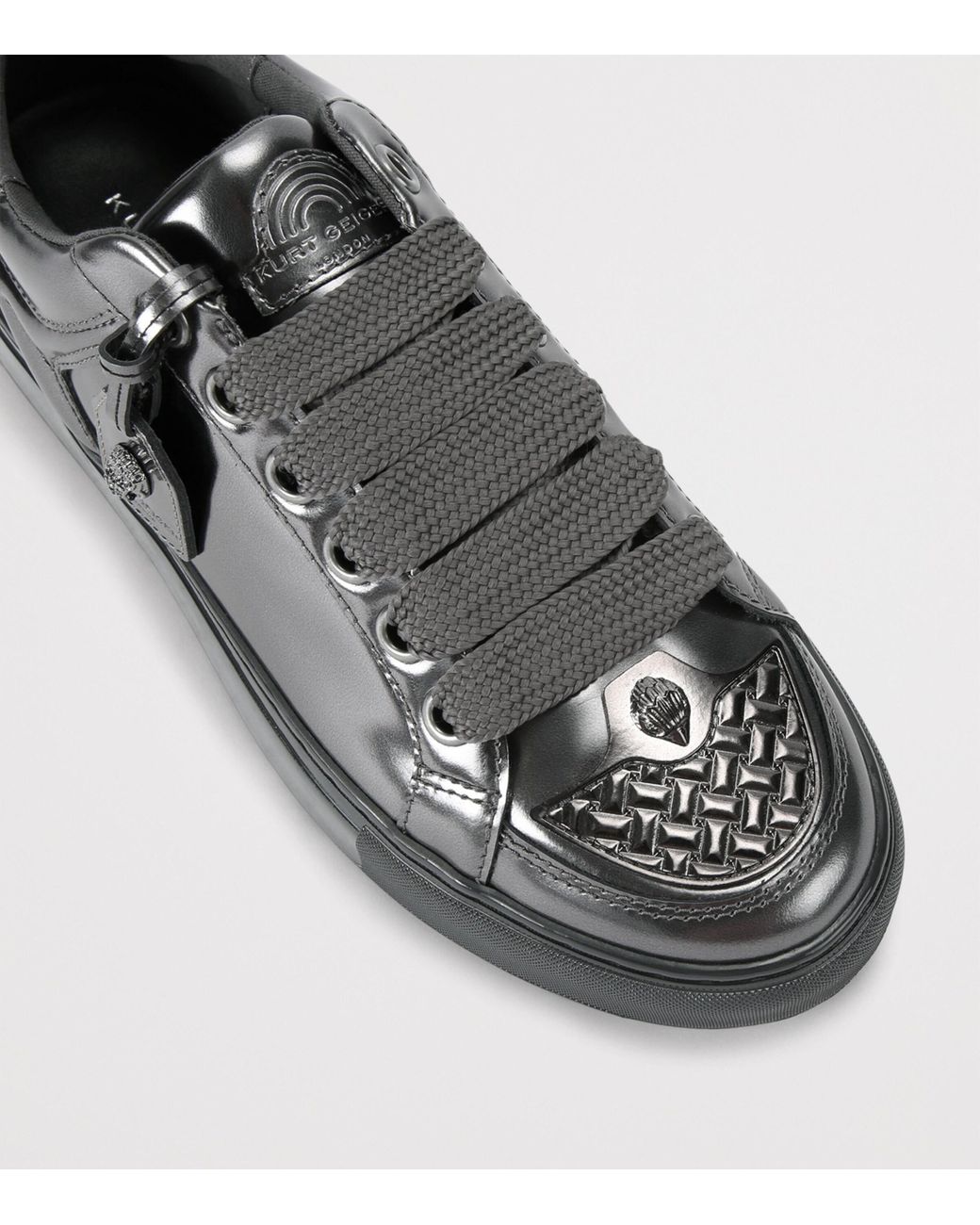 Kurt Geiger Metallic Leather Southbank Tag Sneakers in Black for Men | Lyst
