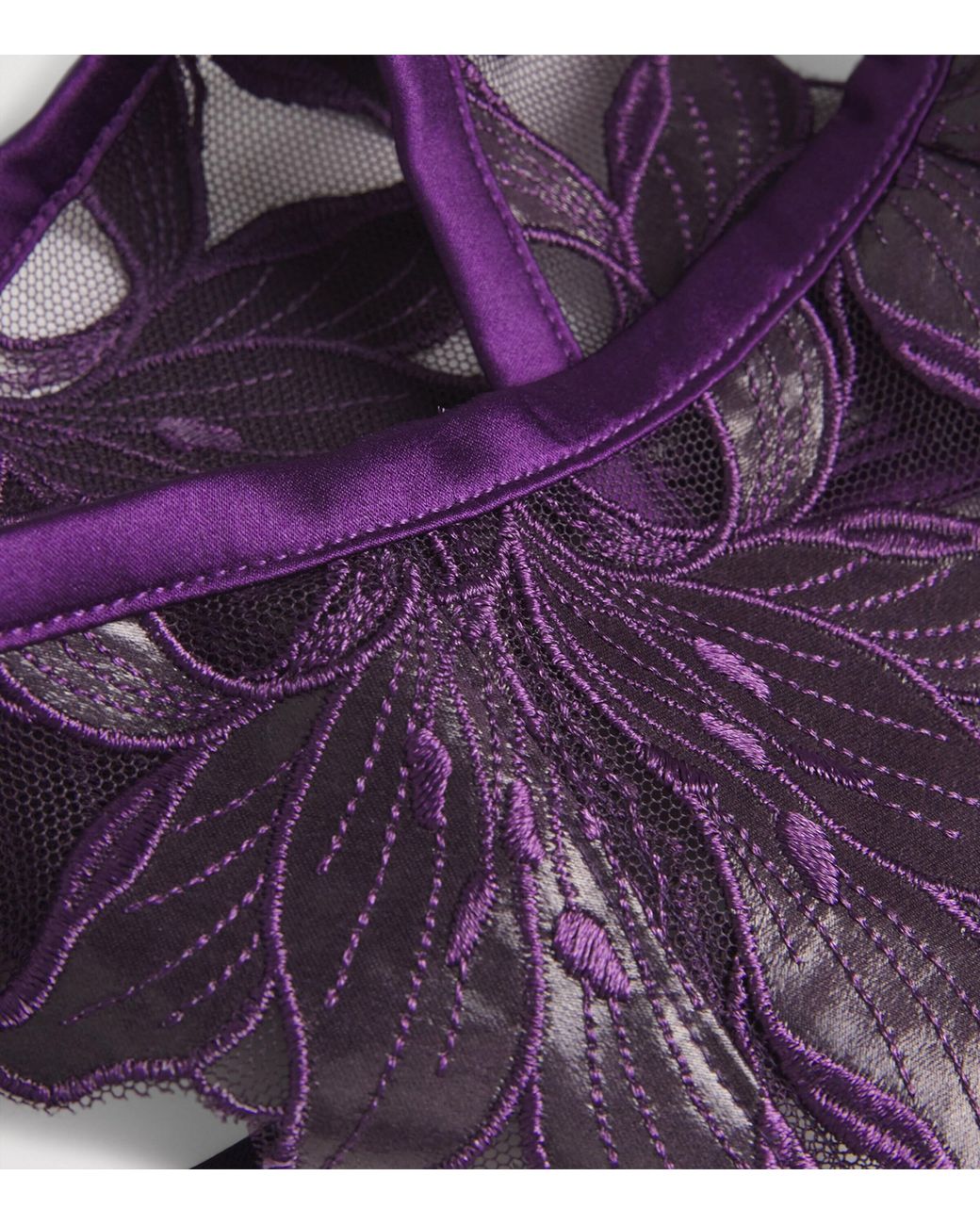 Fleur du Mal Lily Embroidered Suspender Belt in Purple | Lyst