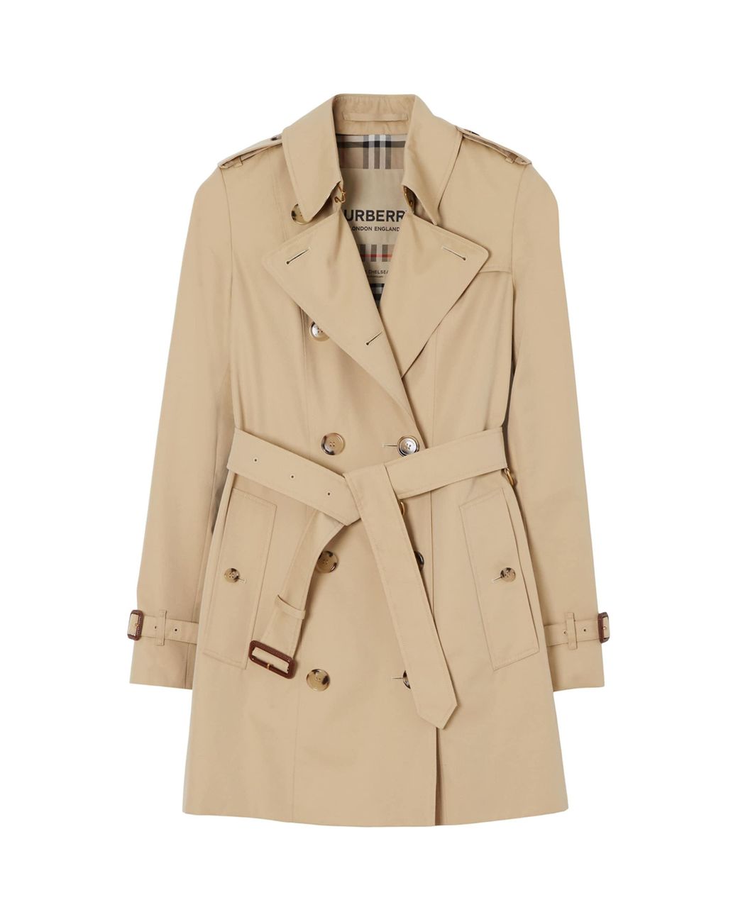 Burberry Gabardine Chelsea Short Trench Coat in Natural | Lyst UK
