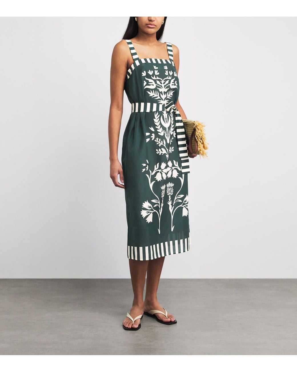 Eres Cotton-Silk Lakshya Midi Dress in Green | Lyst UK