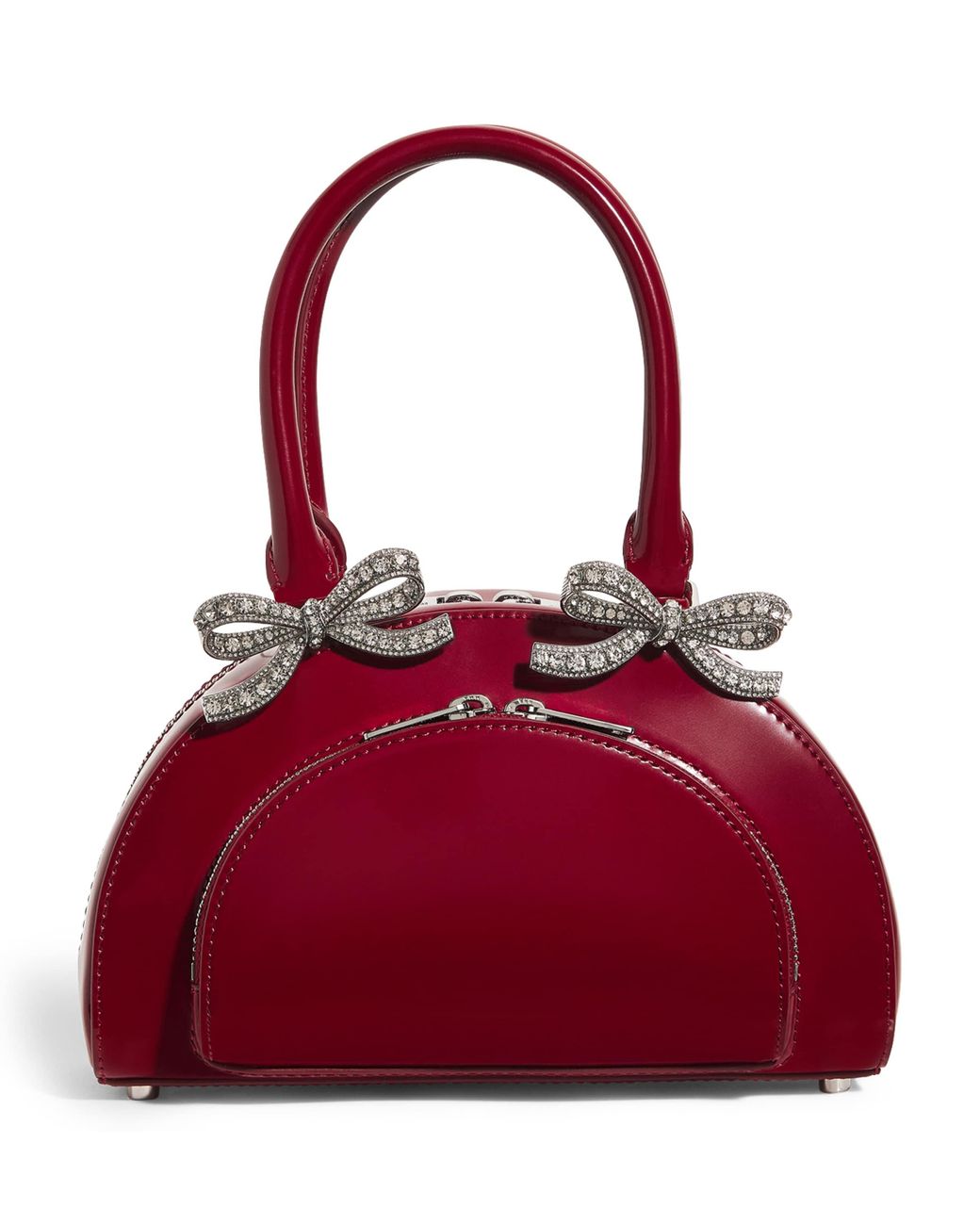 Self-Portrait Mini Leather Curved Top-Handle Bag in Red | Lyst