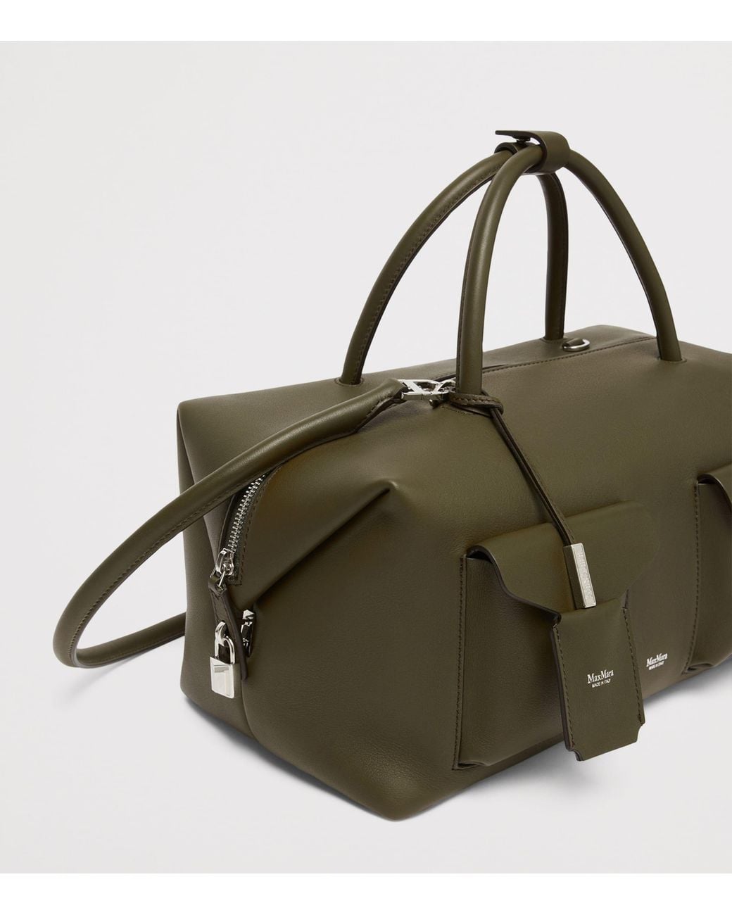 Max Mara Large Leather Boston Bowler Bag in Green | Lyst