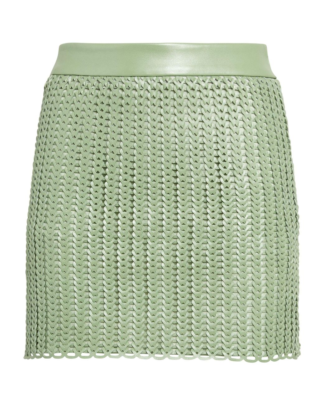 Zeynep Arcay Leather Woven Mini Skirt In Green Lyst