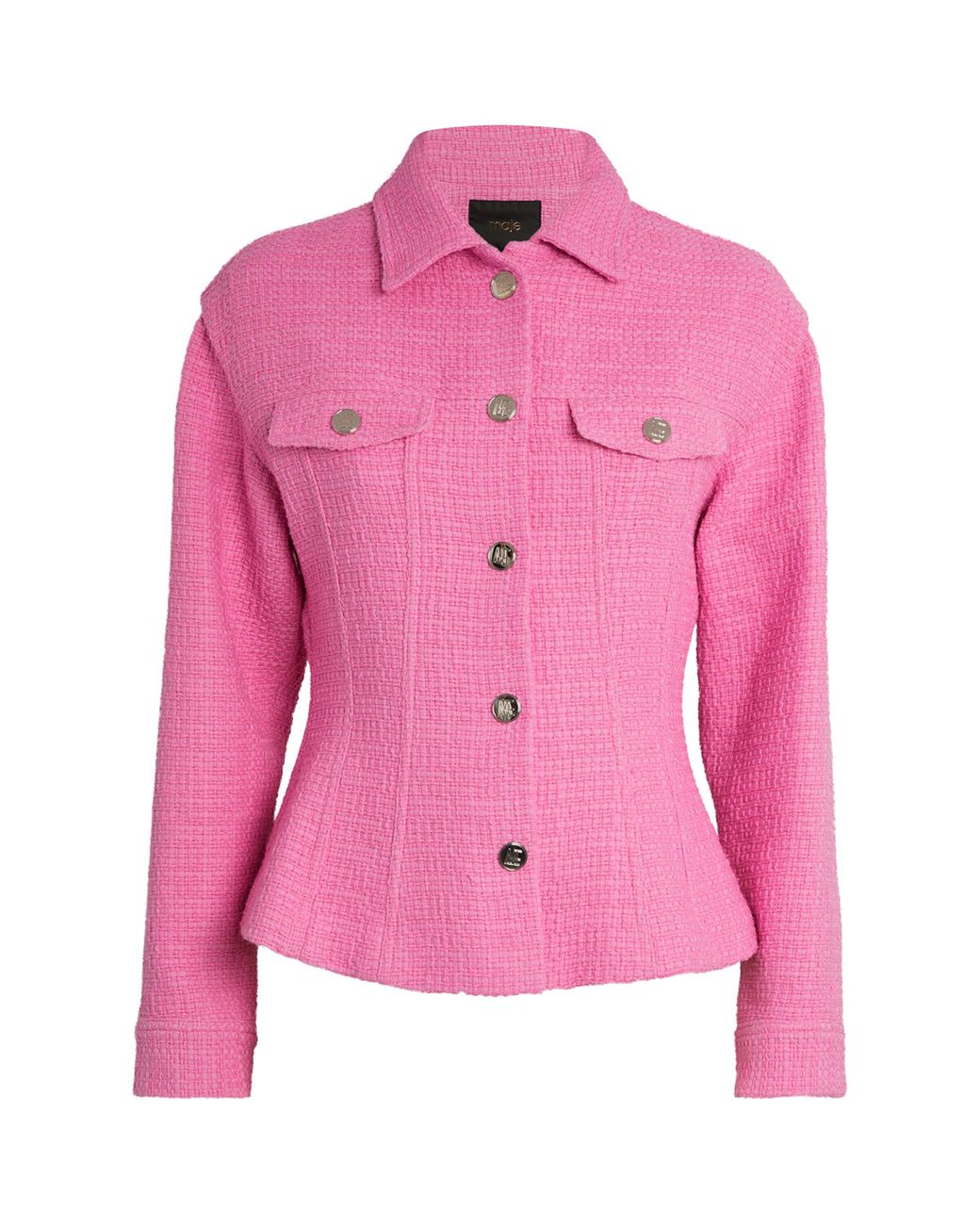 Maje Tweed Button-Down Jacket in Pink | Lyst UK