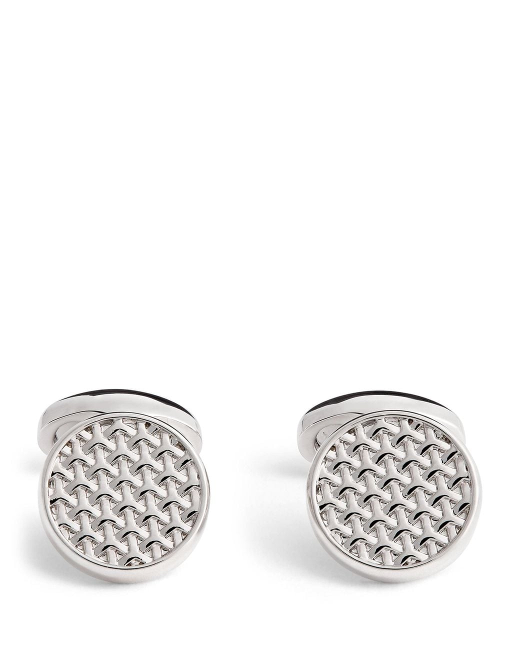 Babette Wasserman Rhodium-Plated Woven Round Cufflinks in White for Men ...