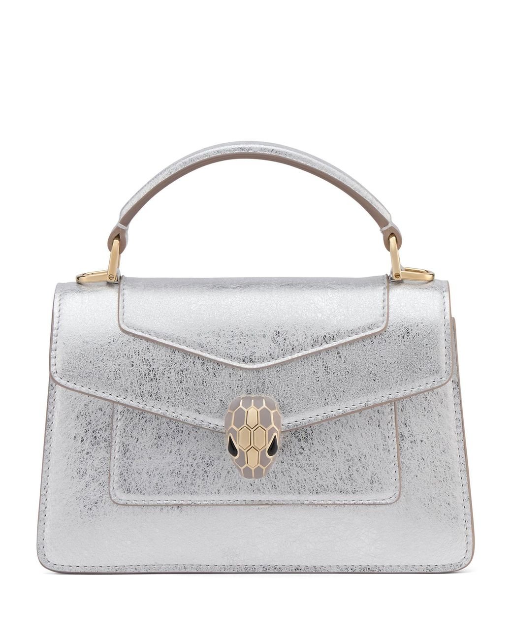 BVLGARI Mini Metallic Serpenti Forever Top-Handle Bag in Gray | Lyst